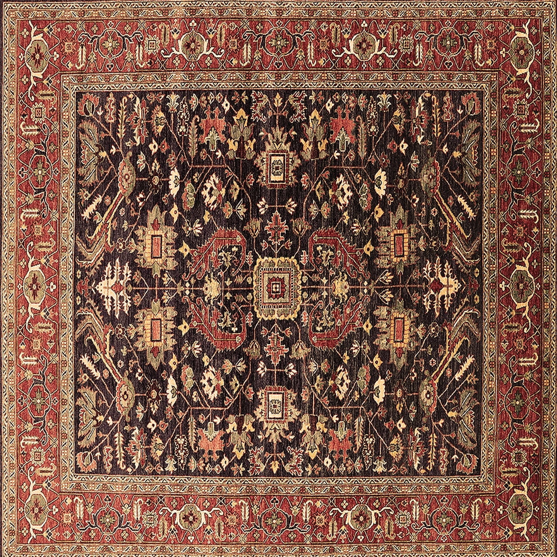 Ahgly Company Indoor Square Oriental Brown Industrial Area Rugs, 3 ...