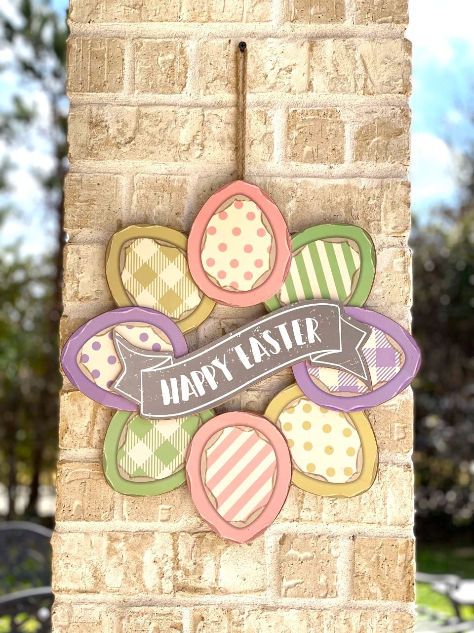 Wreath Spring Easter Egg Decor / Happy Easter Sign / Wall Room Door ...