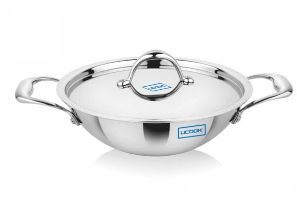 Cookware Premium- Ucook SS Triply Kadai Induction Compatible With Lid ...