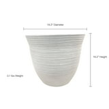Terrence 19" Wide round Resin Planter Cement Color - Walmart.com