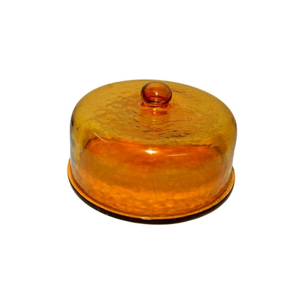 BIDK Home Recycled Glass Round Cake Display Serving Board with Dome Lid ...