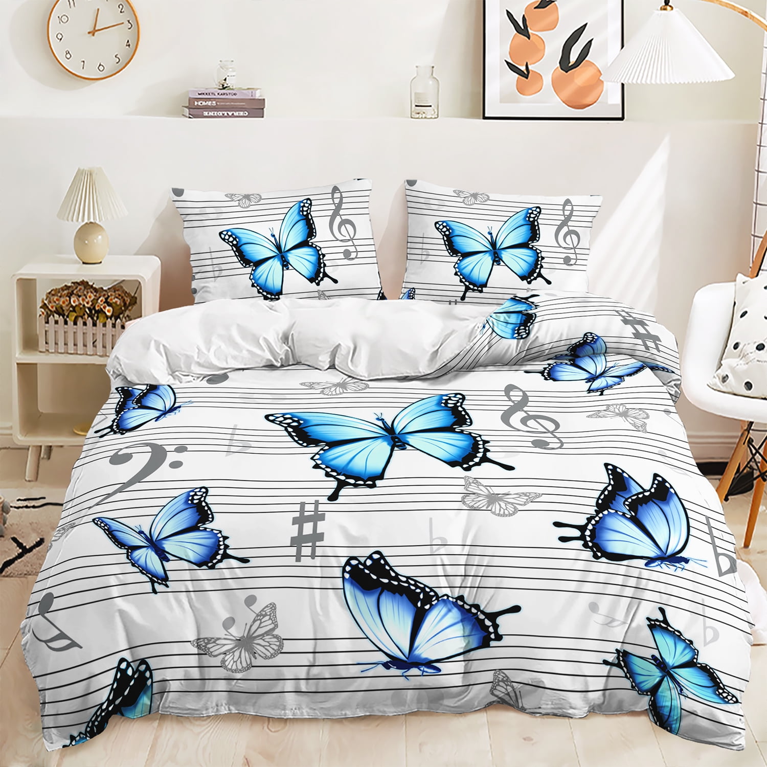Hosima 3-piece 3D Digital Printed Duvet Cover, Many Beautiful Blue ...