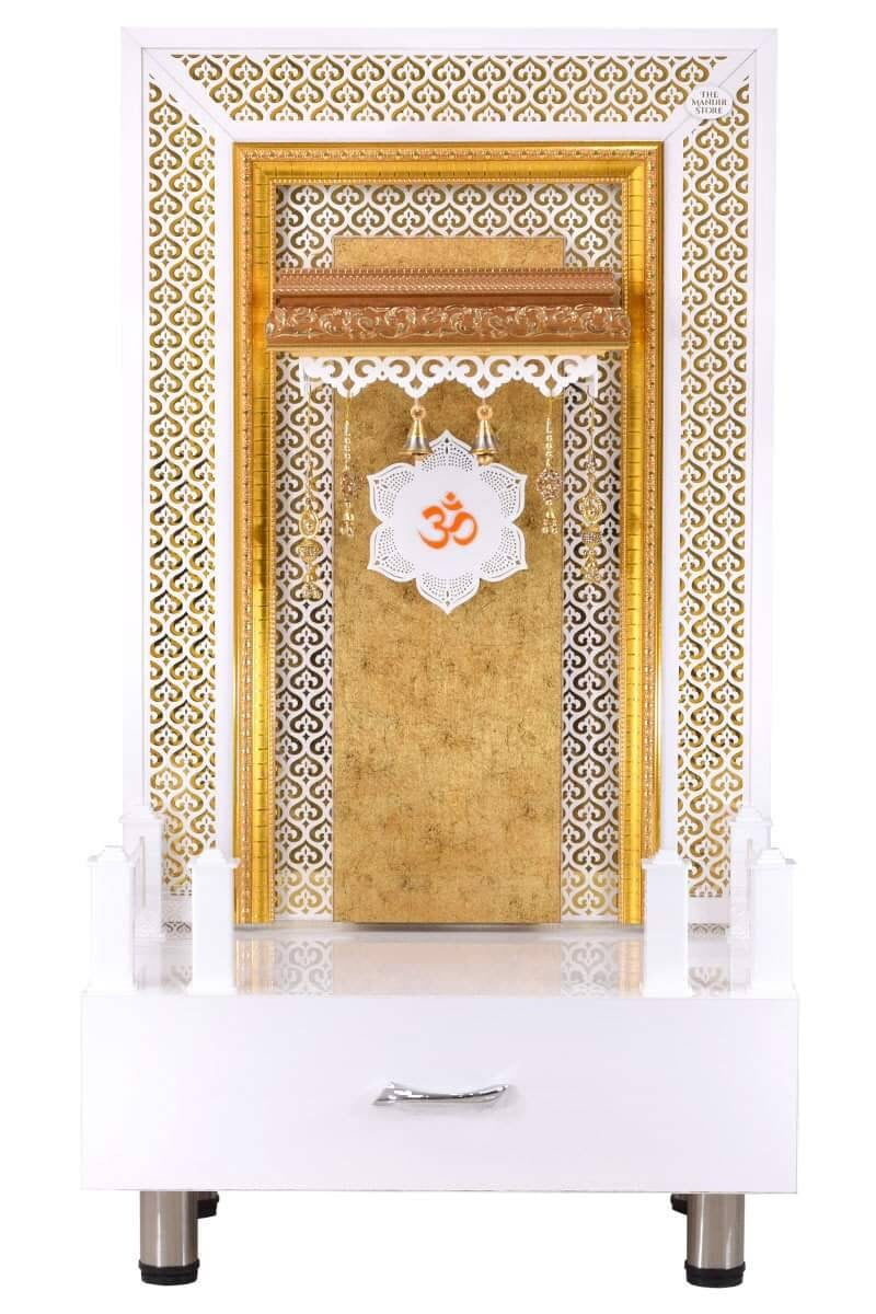 Handmade Wooden Temple White LED Light Mandir for Home and Office|Home ...