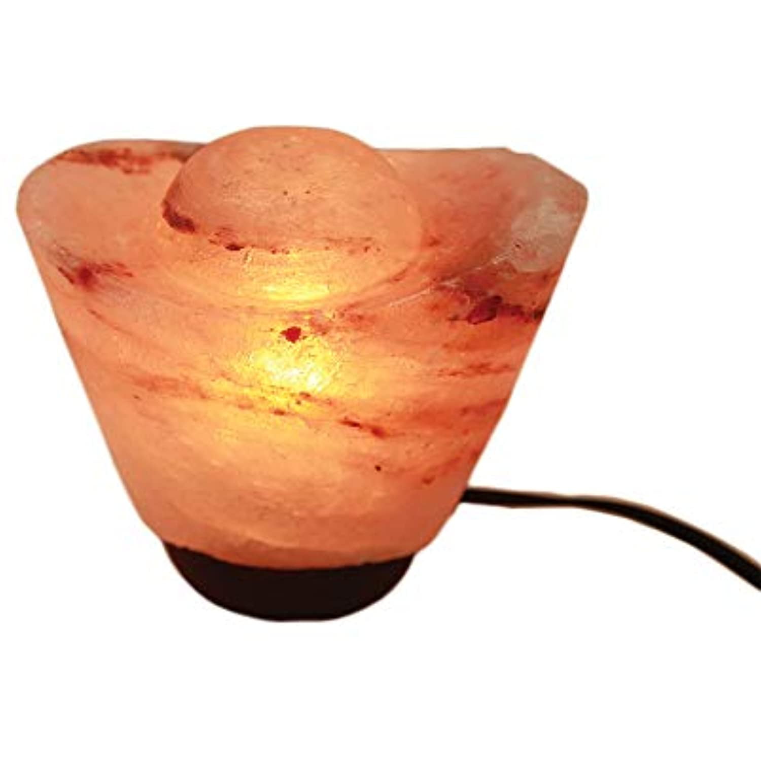Mogul Himalayan Pink Salt Boat Lamp with Wooden Base and Light Bulb(15 ...