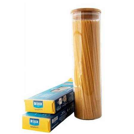 Pasta Storage Jars: Spaghetti container glass Pasta Jar with Bamboo Lid ...