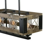 LNC 3-Lights Farmhouse Distressed Brown Wood Clear Glass Linear ...