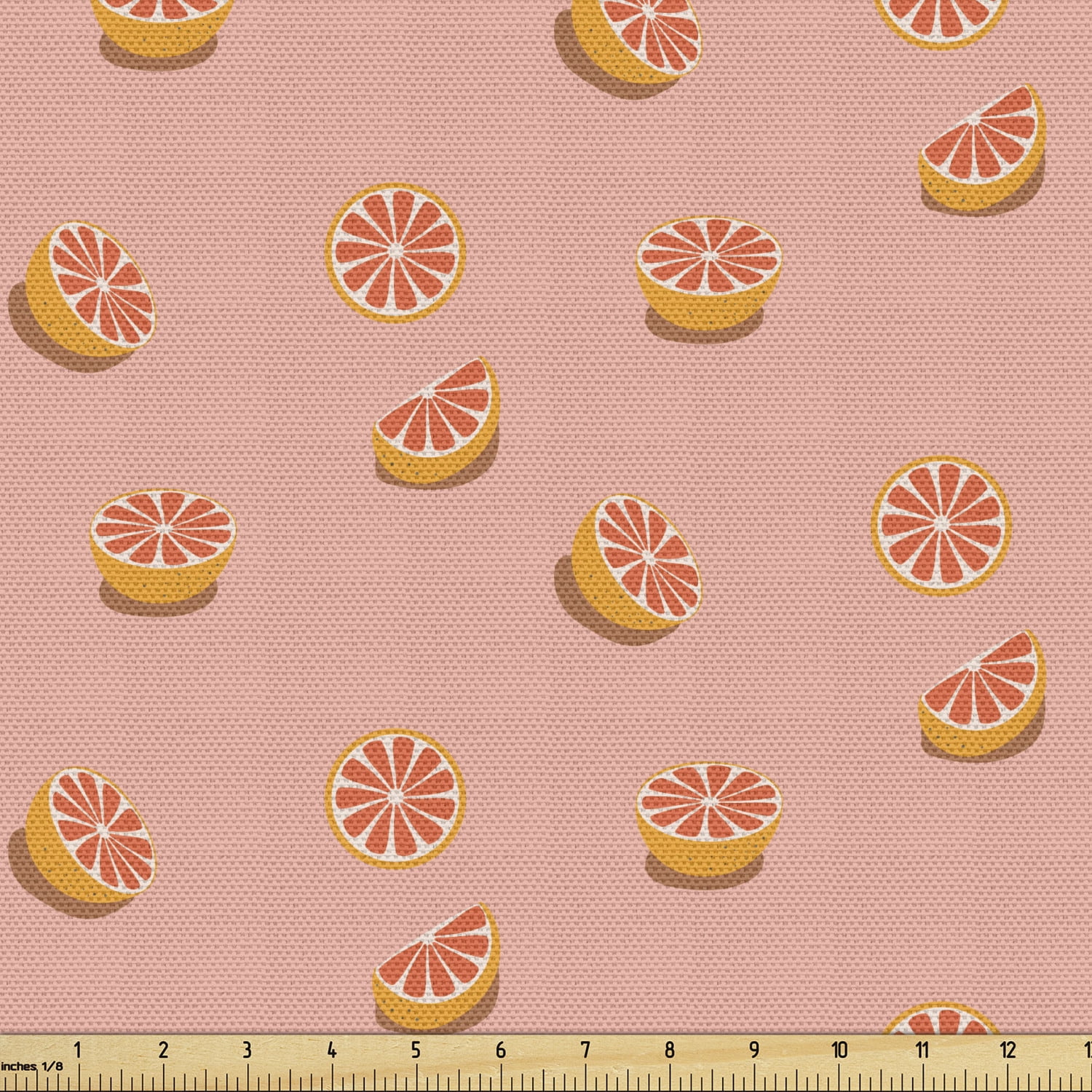 Fruit Fabric by the Yard, Pattern with Halved and Sliced Grapefruit ...