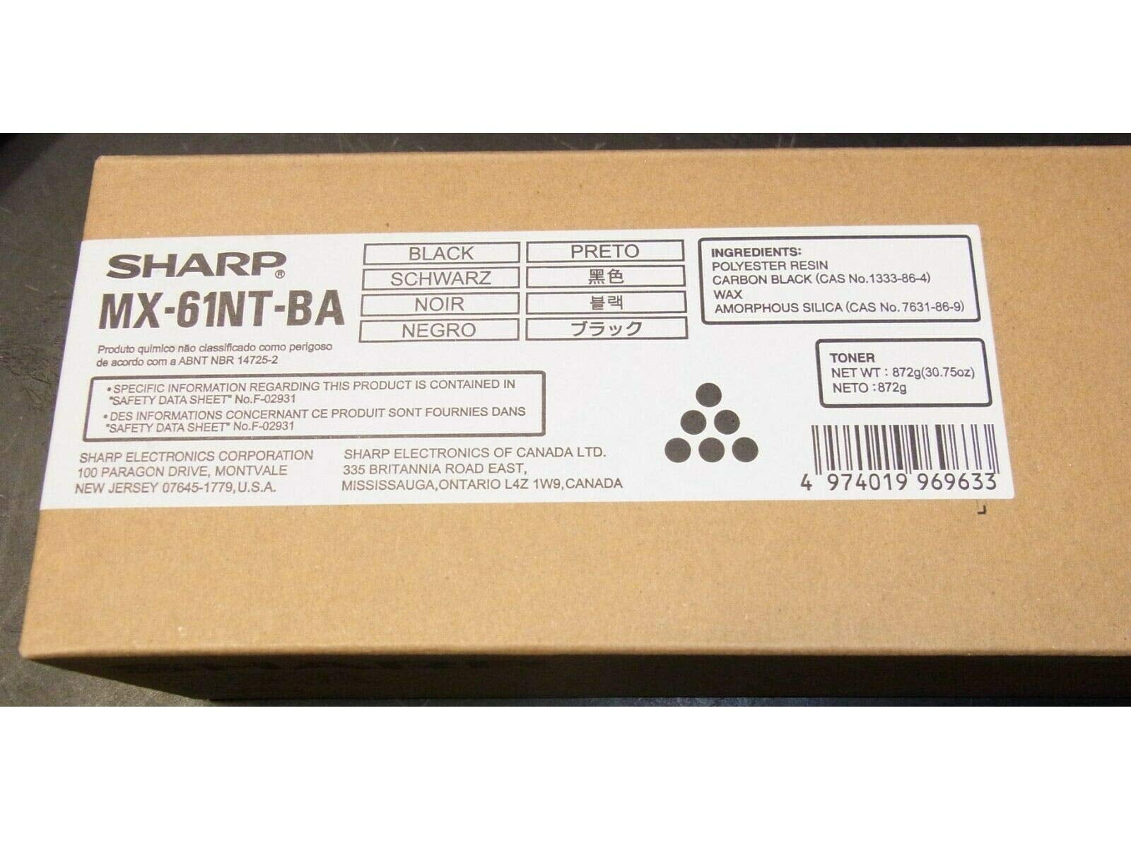 Cartucho de tóner Sharp MX-61NT-BA negro para MX-2651/3051/3071/3551 ...