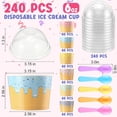 240 Count 6 Ounce Disposable Ice Cream Paper Cups with Lids and Spoons ...