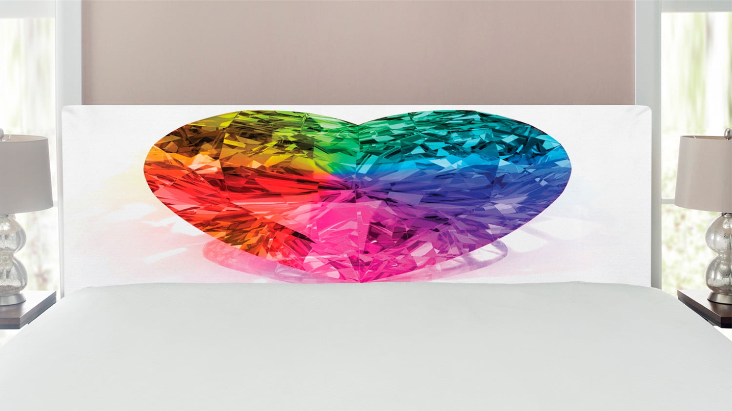 Diamond Headboard, Heart Shape Colorful Diamond Love is Precious ...