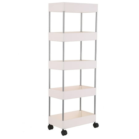 eccomum 5-Tier Storage Rack with 40mm Wheels 5-Shelf Shelving Unit ...