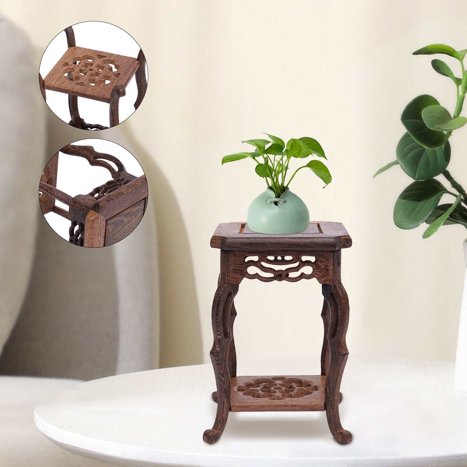 Retro Bonsai Base 10*10*15.5cm Teapot Vase Bonsai Base Tree-Root Carved ...