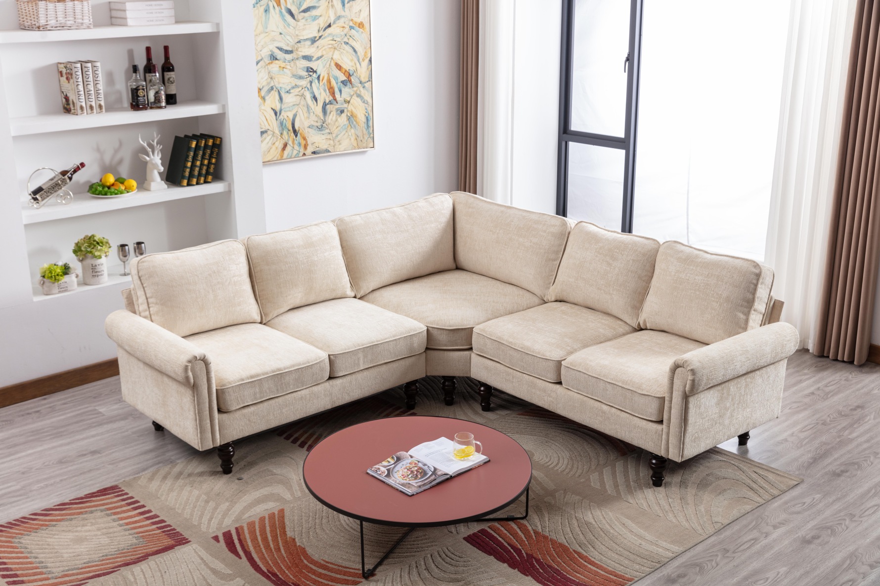 L-Shape Sectional Sofa Couch, 90.5 Inch Symmetrical Sectional Sofa Set ...