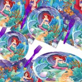 Little Mermaid Party Decorations, 61Pcs Dinnerware Set for 20, Includes ...