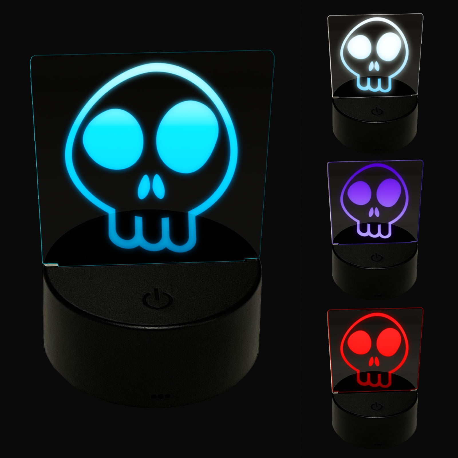 Fun Skull LED Night Light Sign 3D Illusion Desk Nightstand Lamp ...