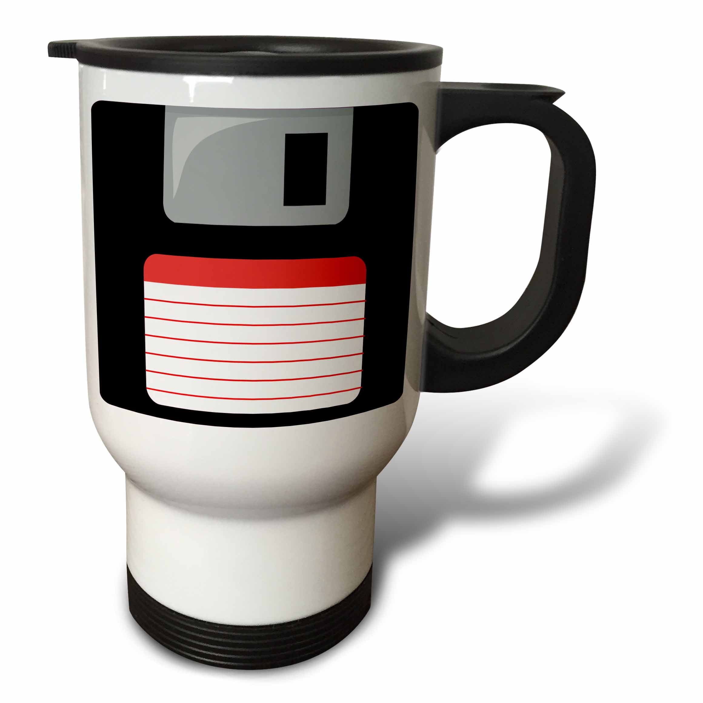 Retro 90s computer black floppy disk graphic design with red label ...