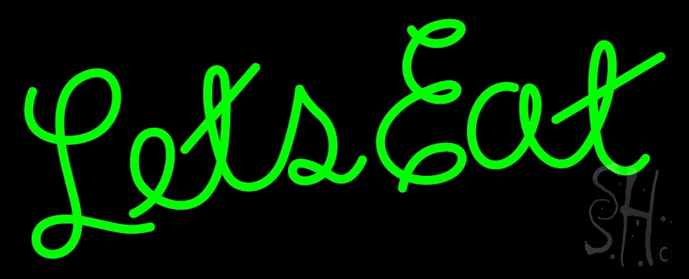 Lets Eat LED Neon Sign 13 x 32 - inches, Black Square Cut Acrylic ...