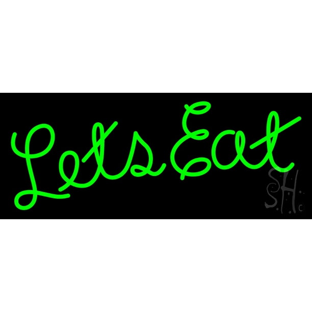 Lets Eat LED Neon Sign 13 x 32 - inches, Black Square Cut Acrylic ...