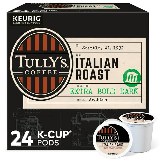Tully's Coffee Italian Roast K-Cup Pods, Dark Roast, 24 Count for ...
