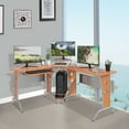 HomCom Home Desktop L-Shaped Corner Computer Office Desk with Rolling ...