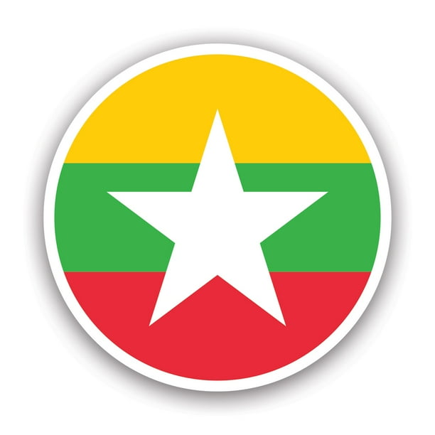 Round Burmese Flag Sticker Decal - Self Adhesive Vinyl - Weatherproof ...
