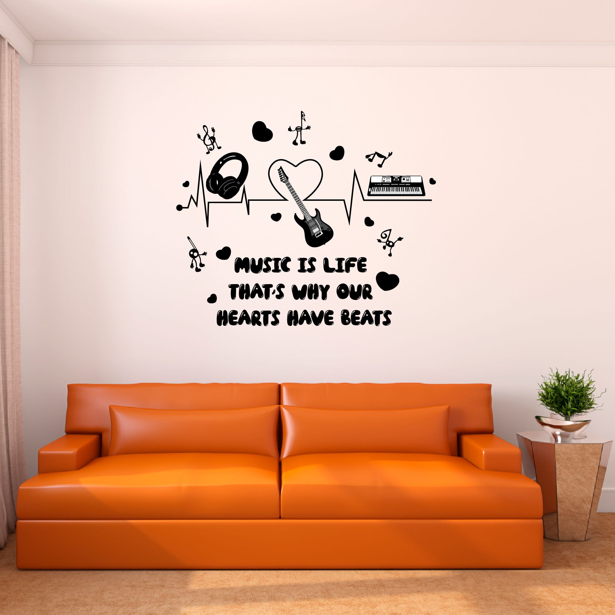 Music Wall Decal Several Music Instruments with Musical Notes and ...