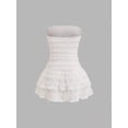 Apricot Textured Knit Solid Color Mini Tube Dress With Tiered Ruffle ...