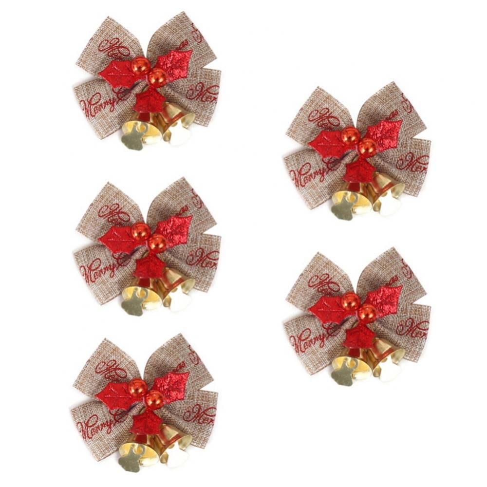 10 Pieces Red Velvet Bow with Jingle Bells Christmas Wreath Bows Xmas ...