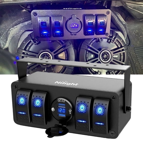 Nilight 6 Gang Rocker Switch Box 12V SPST ON Off Switch QC 3.0 USB ...