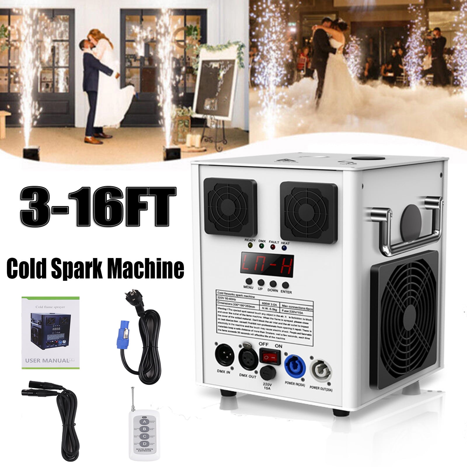 1Pack Cold Spark Machine DMX Firework Machine 3-16ft Adjustable for ...