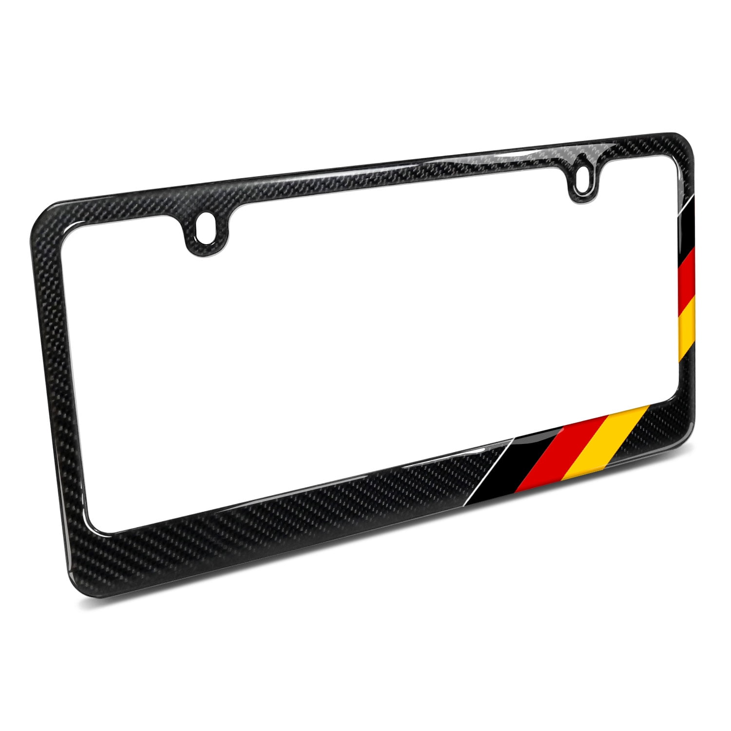 Real Black Carbon Fiber German Flag Off-center in Sports Stripe License ...