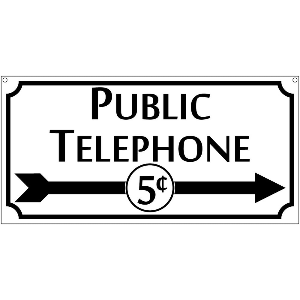 Public Telephone sign- Novelty 6x12 Aluminum with arrow - Walmart.com ...