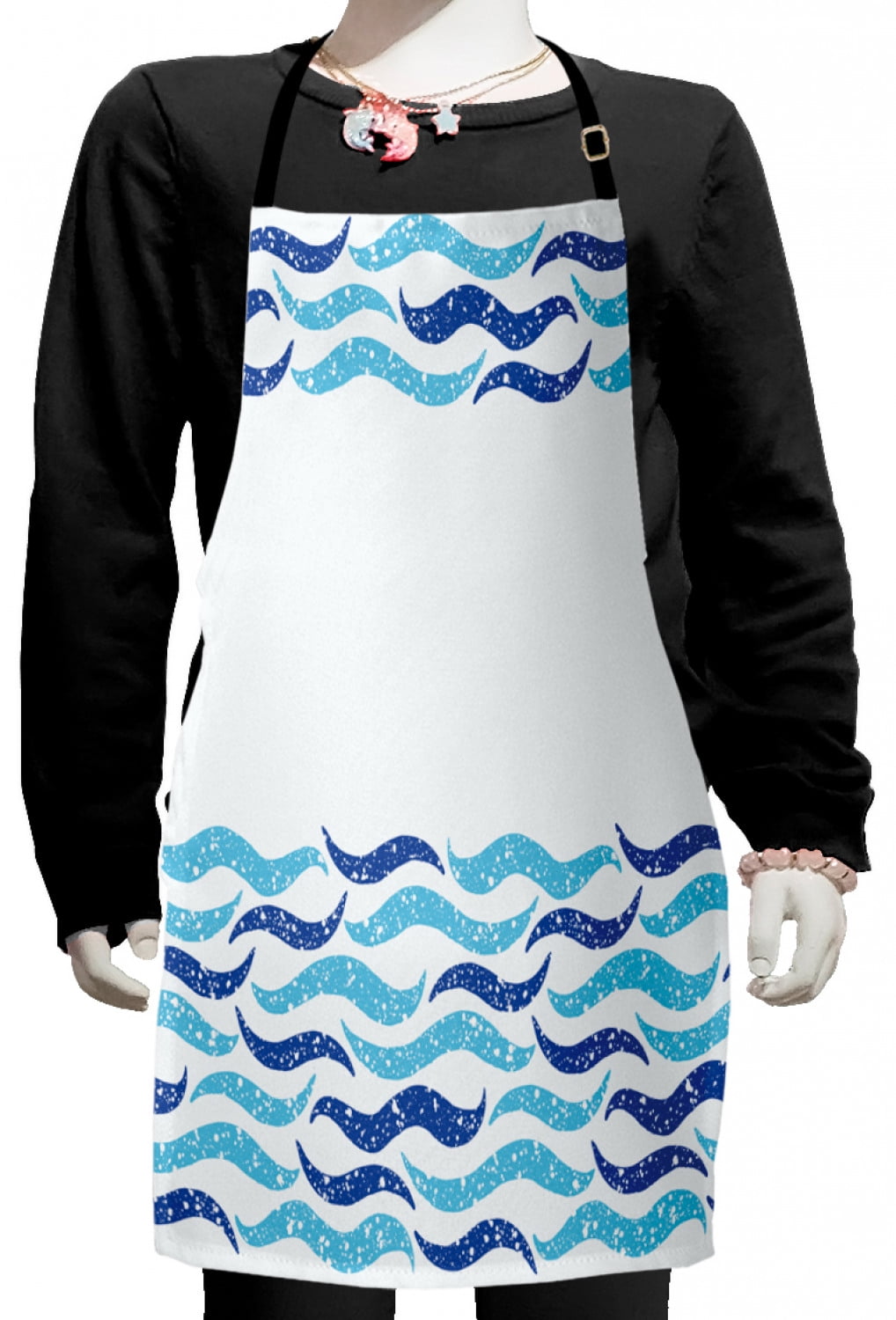 Modern Kids Apron, Abstract Old Ocean Life Yatcht Sea Lake Navy Waves ...