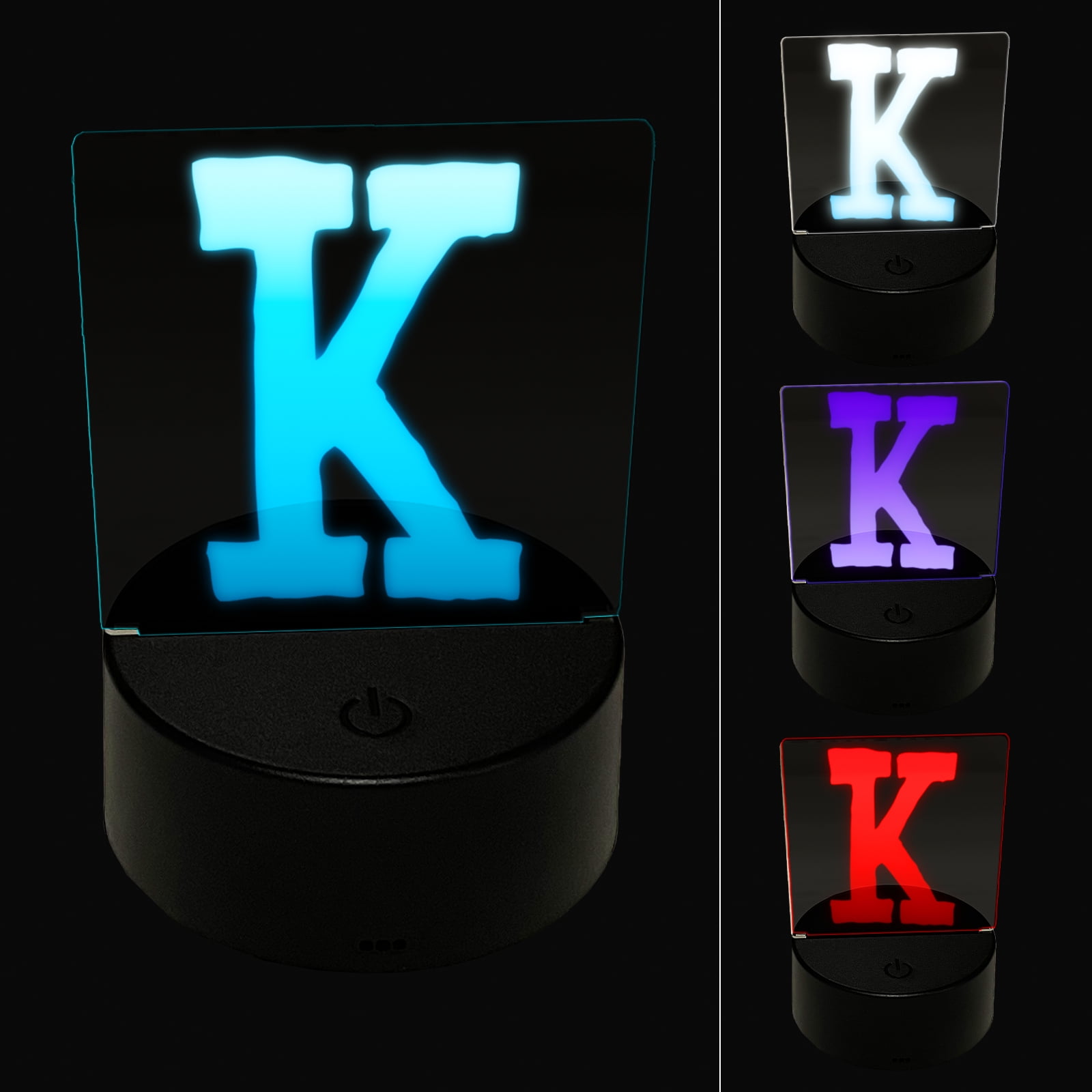 Letter K Uppercase Cute Typewriter Font LED Night Light Sign 3D ...