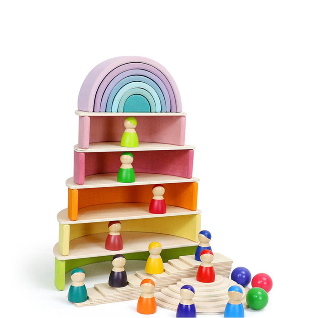 Click here for Maskred Kids Rainbow Stacker Wooden Toys Rainbow B... prices
