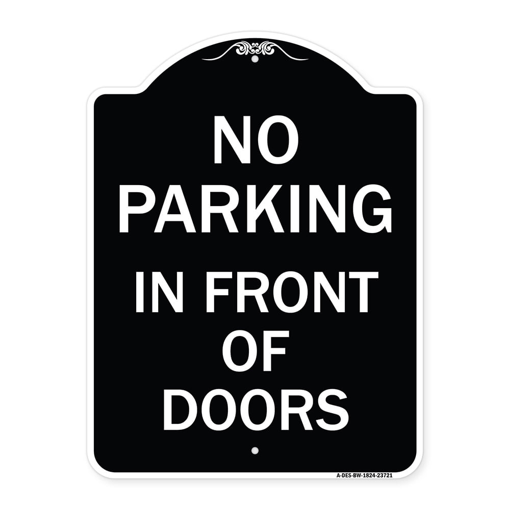 SignMission Designer Series Sign No Parking In Front Of Doors Black signmission-designer-series-sign-no-parking-in-front-of-doors-black