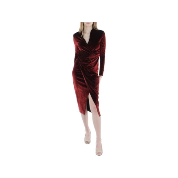 RACHEL RACHEL ROY Womens Red Long Sleeve Surplice Neckline Below The ...