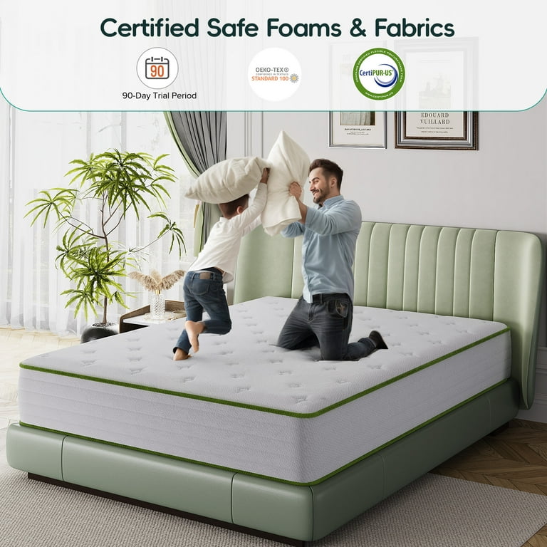TXO Hybrid Queen Mattress 12 Inch Gel Memory Foam Individually Wrapped Pocket Coils Medium Firm Pressure Relief Walmart