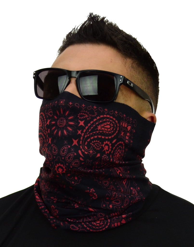 Multi Functional Tube Bandana | Classic Paisley Bandana Pattern - Black ...