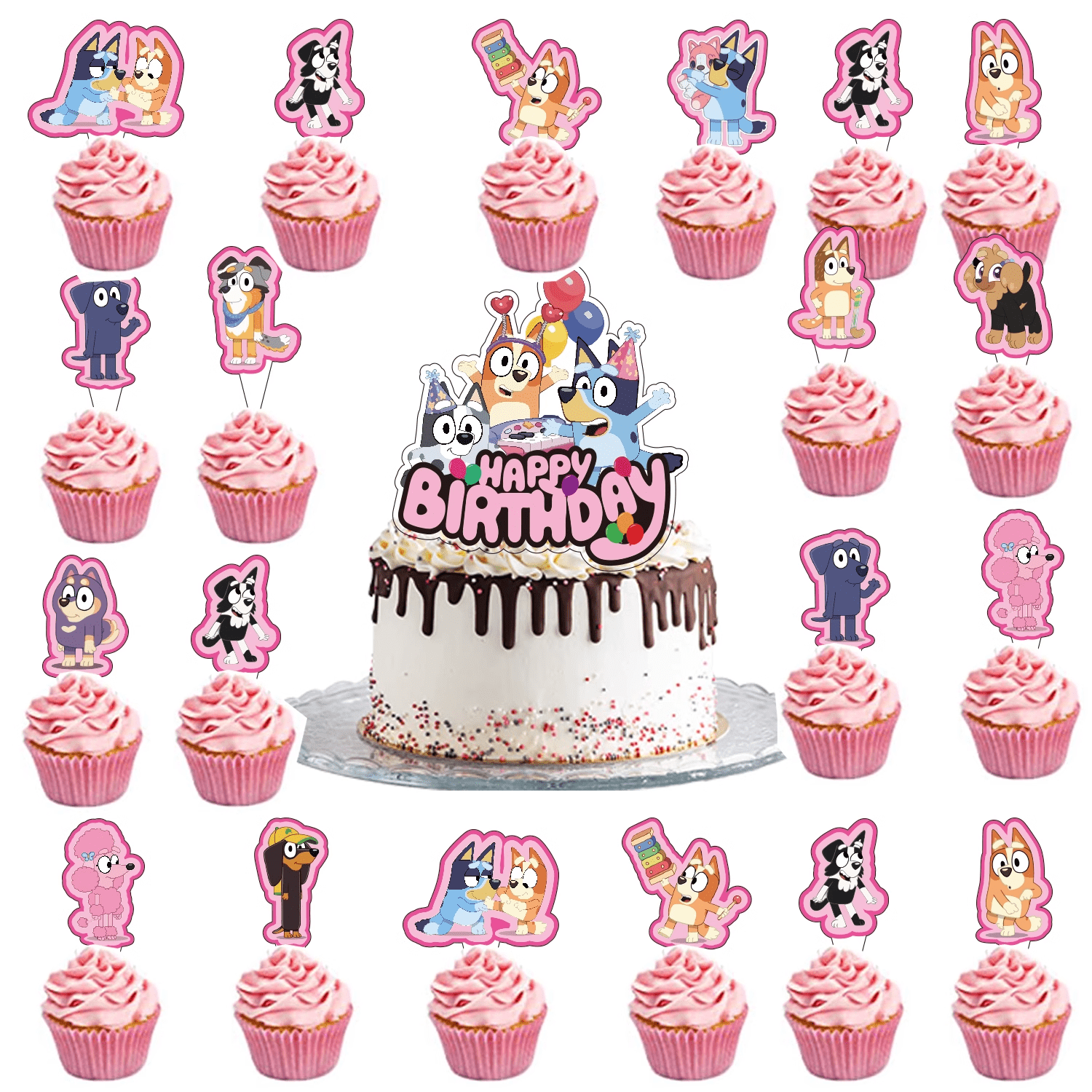 Click here for Xiangcankun 25pcs Bluey Cake Decoration Cartoon Bl... prices
