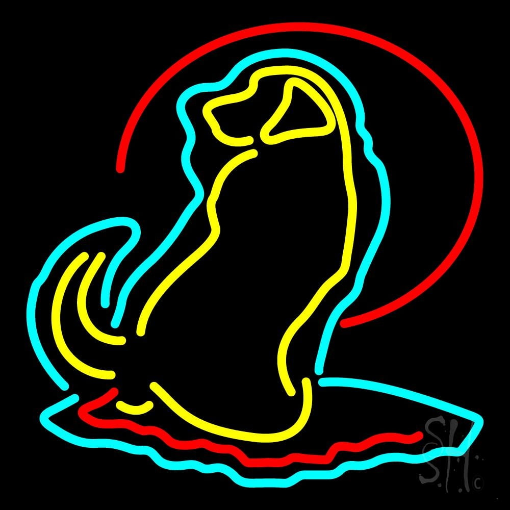 Dog Logo LED Neon Sign 24" Tall x 24" Wide - inches Black Square Cut ...