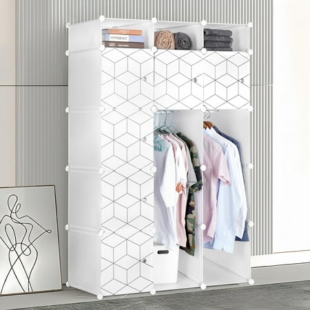 Garde-robe Portable avec 2 Tringles et 3 Sections Inférieures, Armoire ...