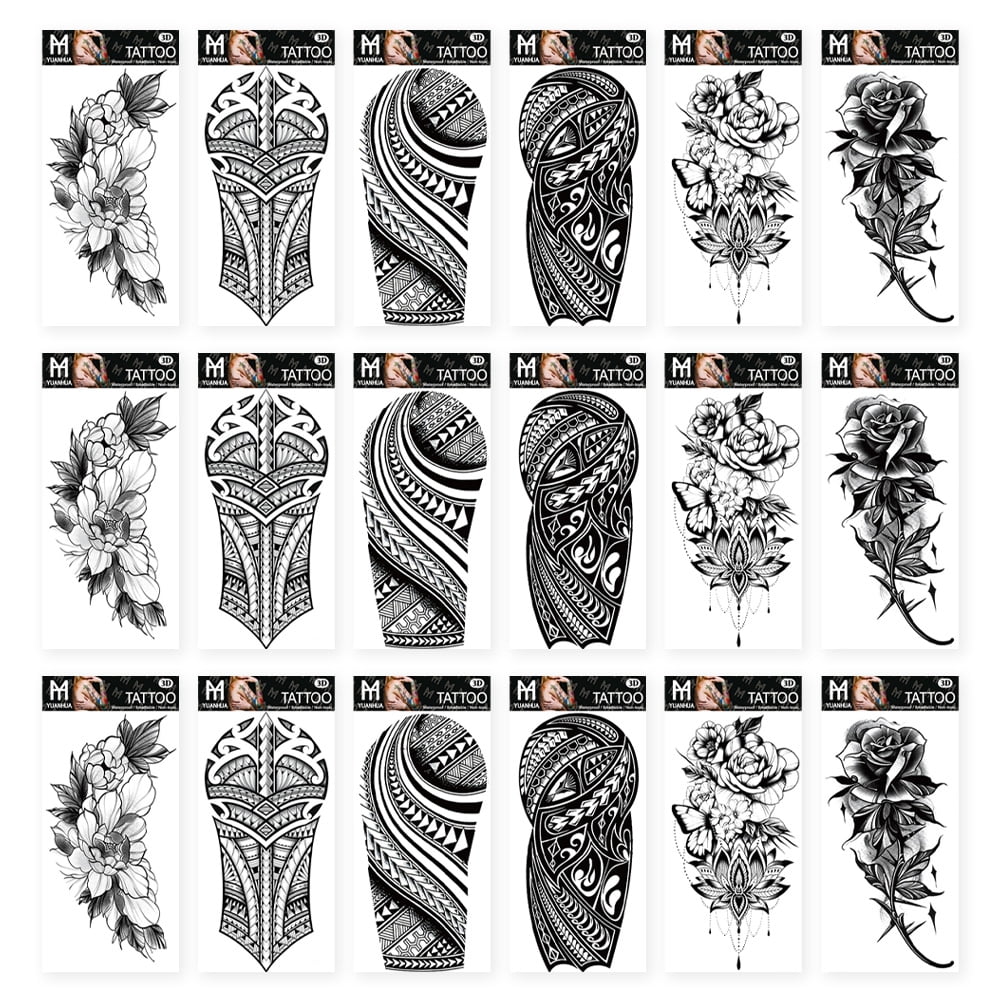18 hojas de tatuaje temporal para hombres y adultos, tatuaje falso para ...