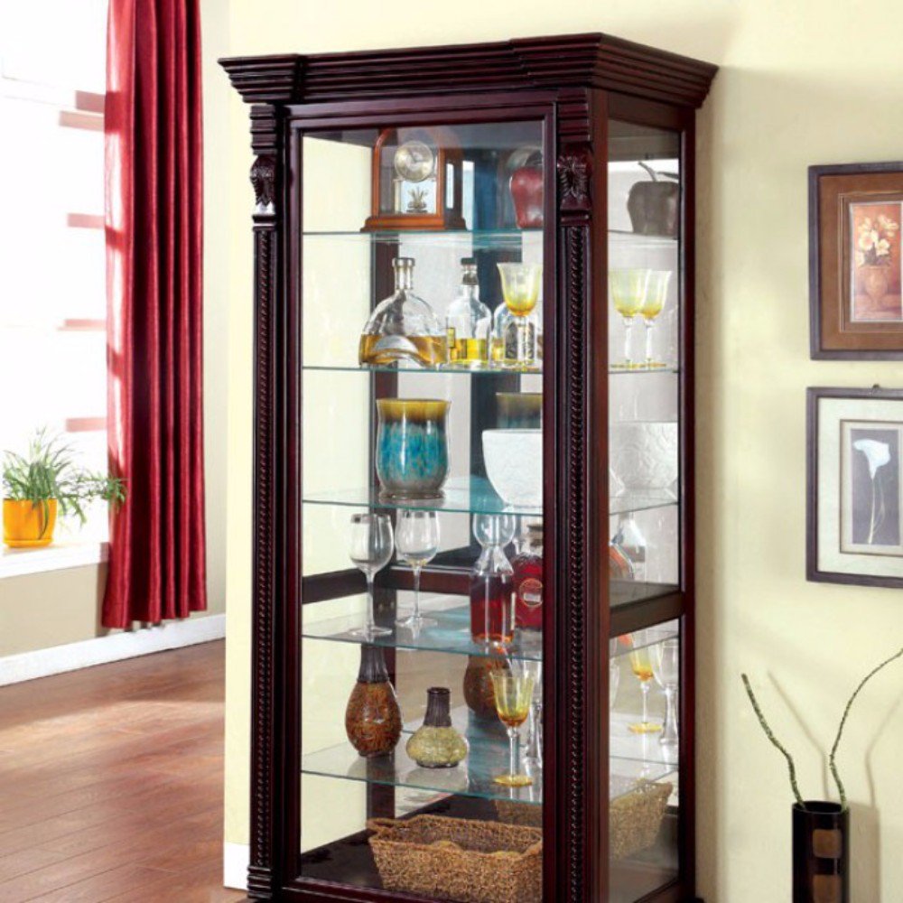 Display Case In Dark Cherry Finish - Walmart.com - Walmart.com