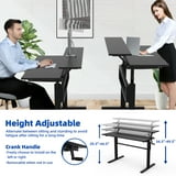 Costway Office Computer Standing Desk, Crank Adjustable Sit to Stand ...