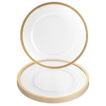 Impresserve 13-inch Charger Plates, Clear Gold Rim, 8-Pack, Disposable ...