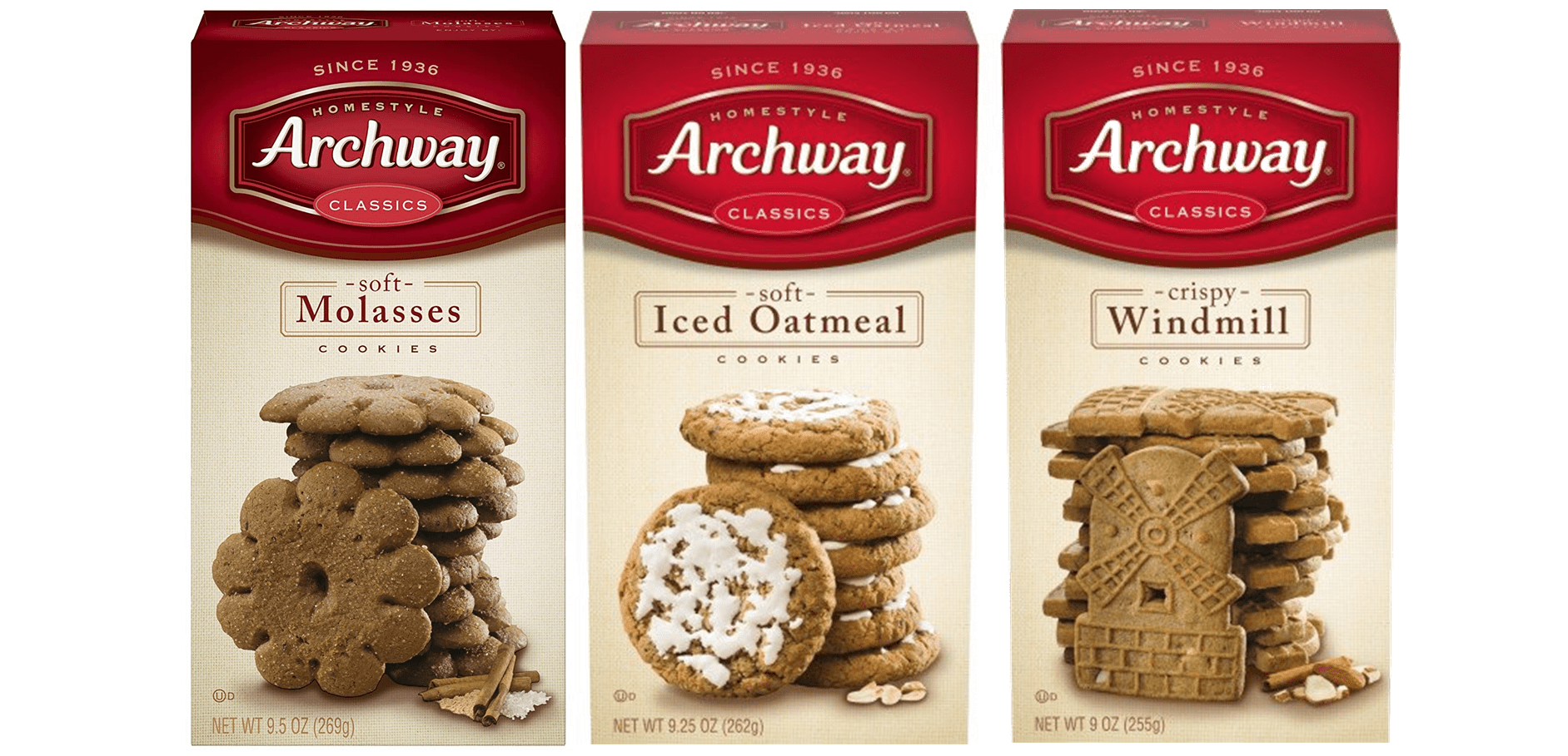 Archway Classics Soft Molasses, Soft Iced Oatmeal & Crispy Windmill ...