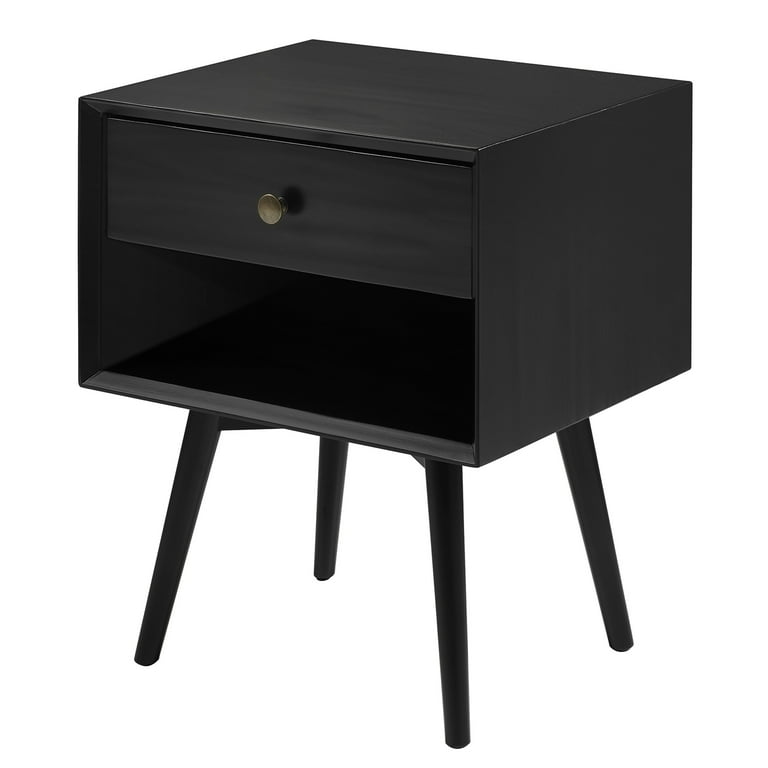 Walker Edison Mid Century Modern 1 Drawer Nightstand Black