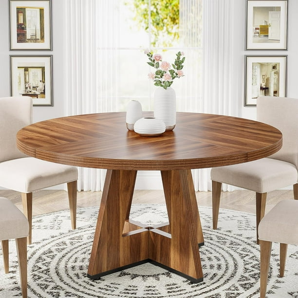 Tribesigns Rustic Farmhouse Round Dining Table for 4-6 - Walmart.ca