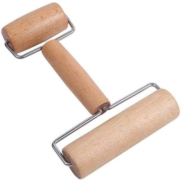 Wooden Double-Headed Rolling Pin, Baking Tool Hand Dough Roller for ...